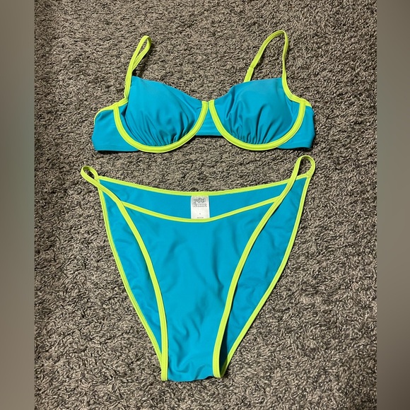 wild fable | Swim | Wild Fable Blue And Neon Green Bikini | Poshmark
